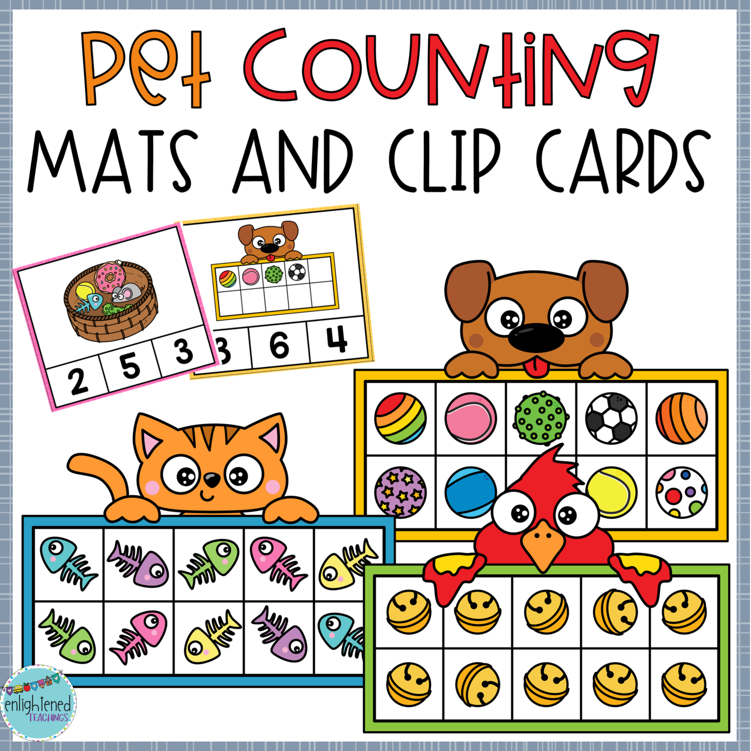 Counting to 10 Clip Cards Counting Mats Pet Themed Counting Task Cards ...