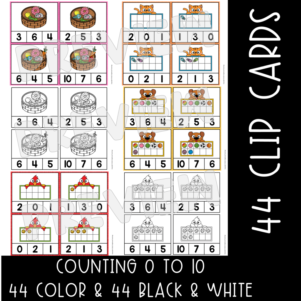 Counting to 10 Clip Cards Counting Mats Pet Themed Counting Task Cards ...
