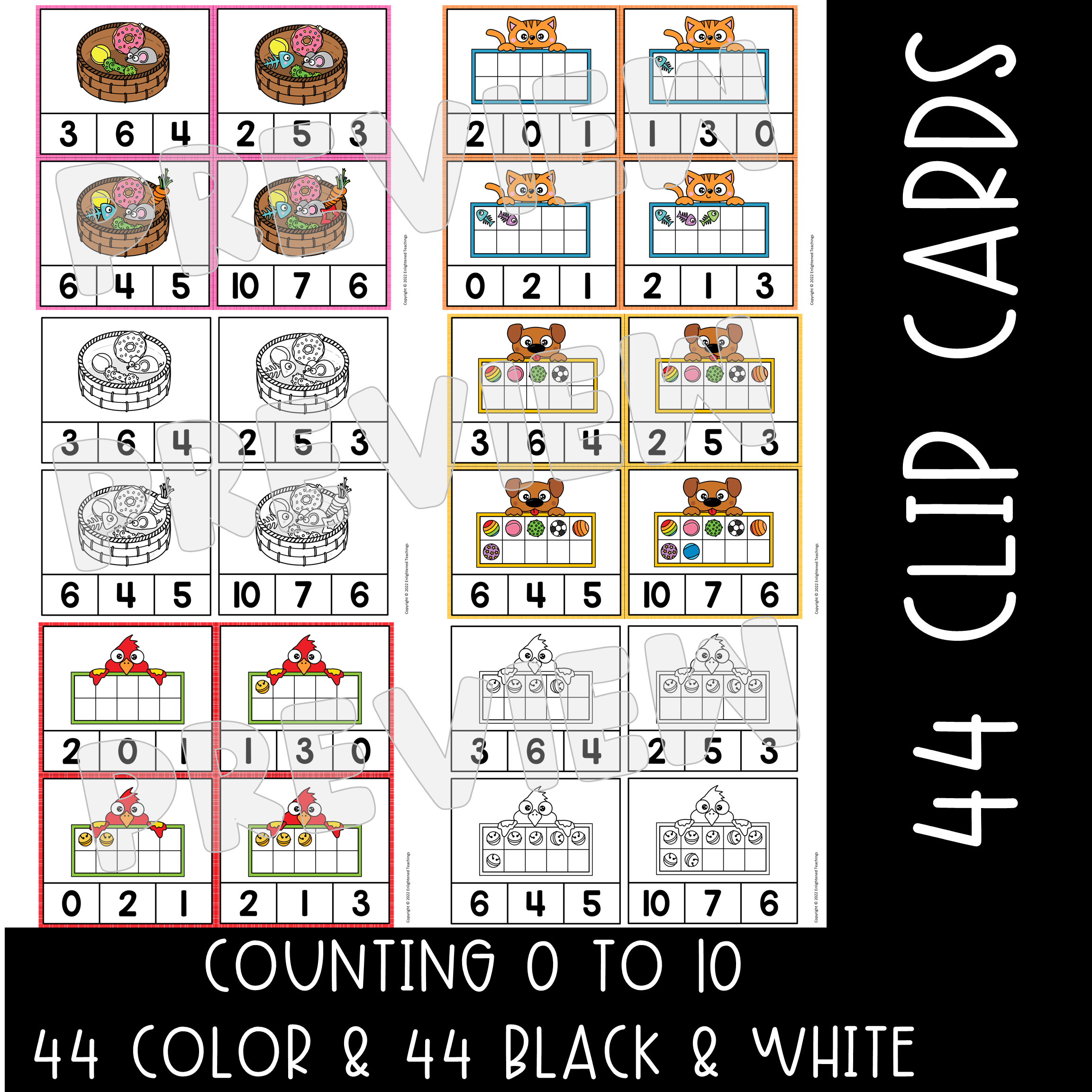 Counting to 10 Clip Cards Counting Mats Pet Themed Counting Task Cards ...