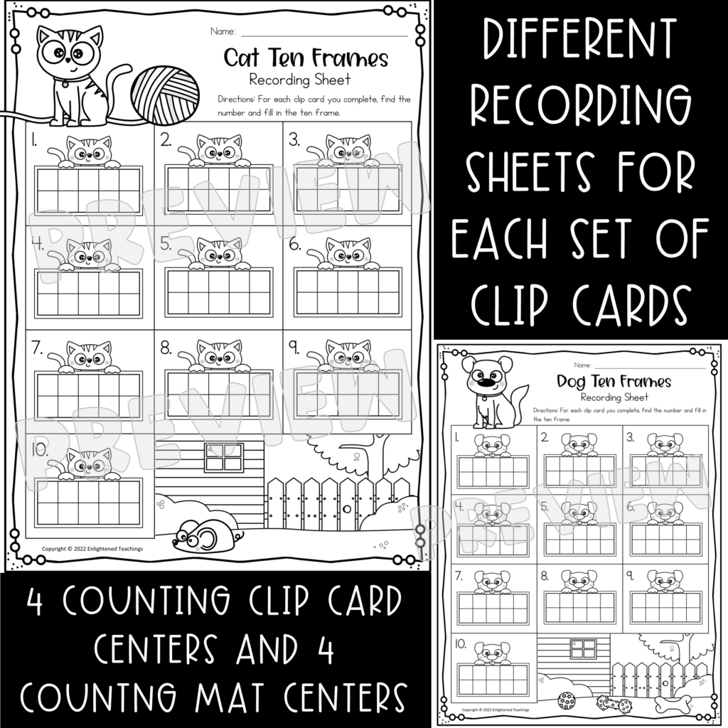 Counting to 10 Clip Cards Counting Mats Pet Themed Counting Task Cards ...