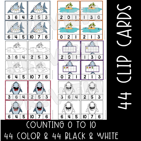 Counting to 10 Clip Cards Counting Mats Shark Ocean Counting Task Cards ...