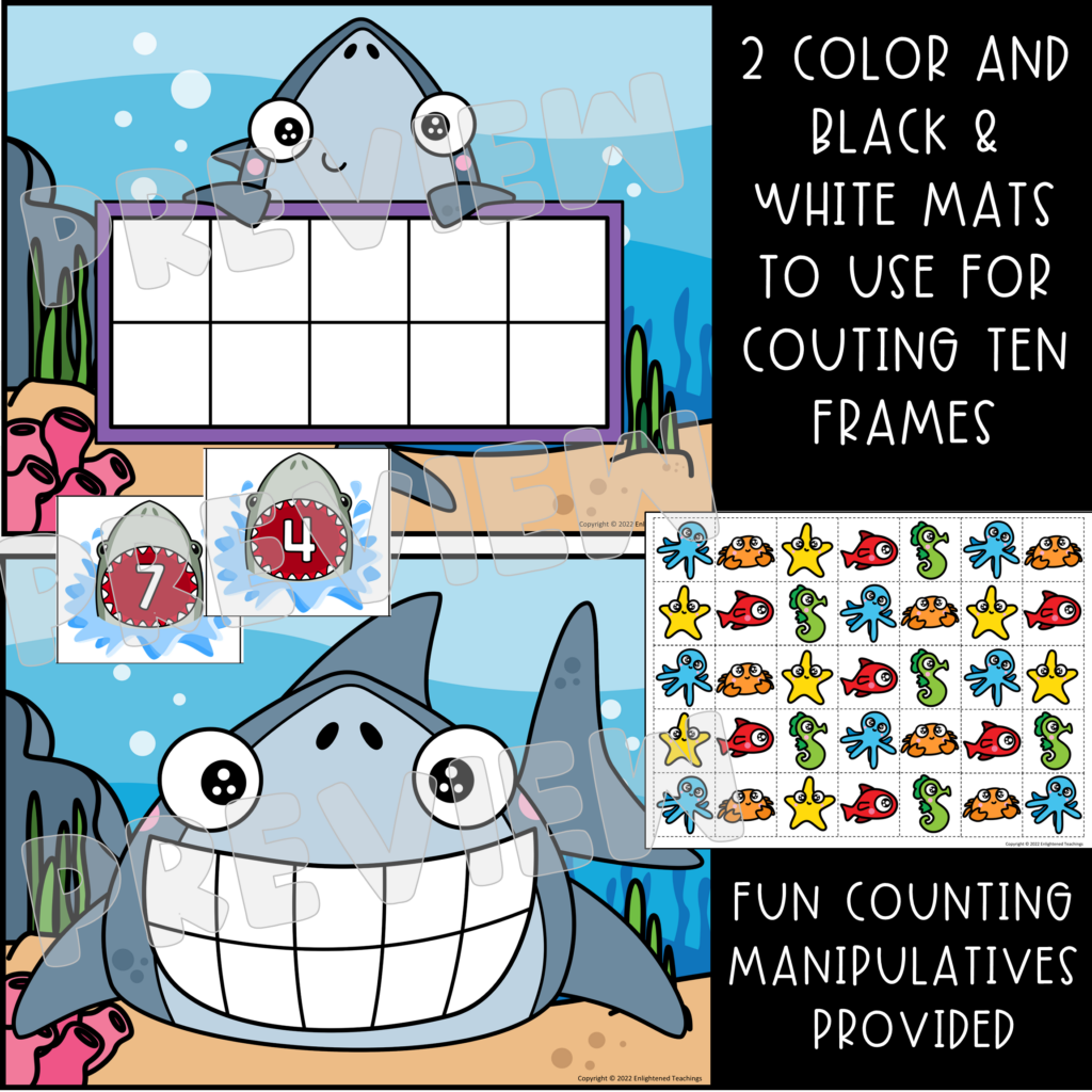 Counting to 10 Clip Cards Counting Mats Shark Ocean Counting Task Cards ...