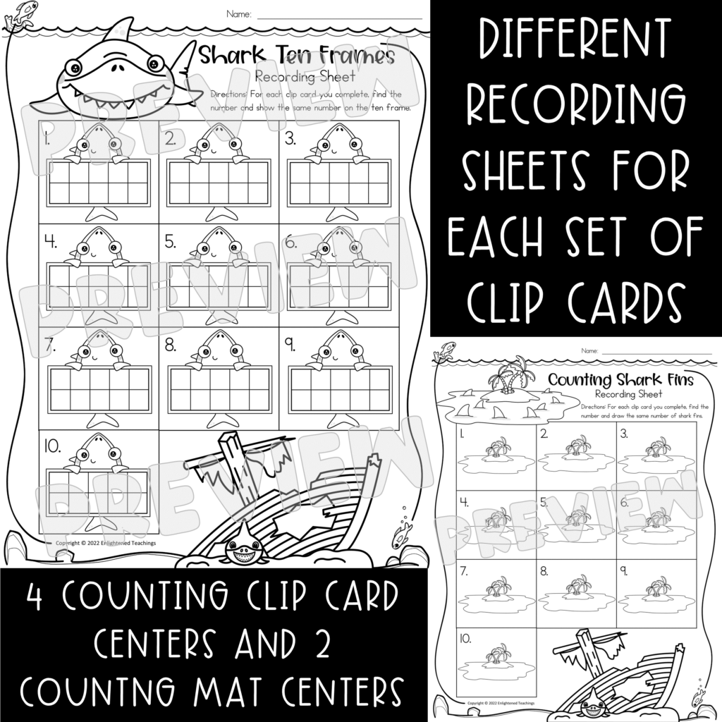 Counting to 10 Clip Cards Counting Mats Shark Ocean Counting Task Cards ...