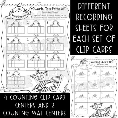 Counting to 10 Clip Cards Counting Mats Shark Ocean Counting Task Cards ...
