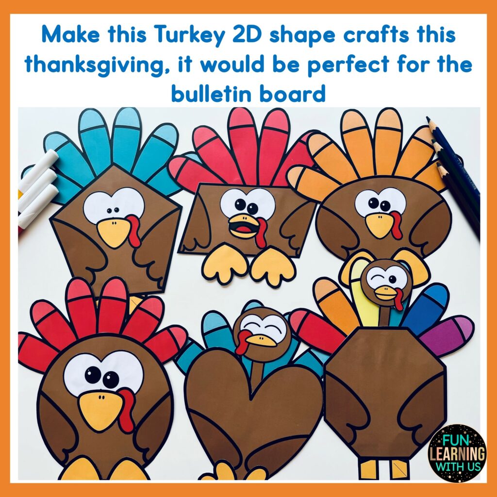 Build a Turkey 2D Shapes Craft | Thanksgiving Bulletin Board Crafts ...