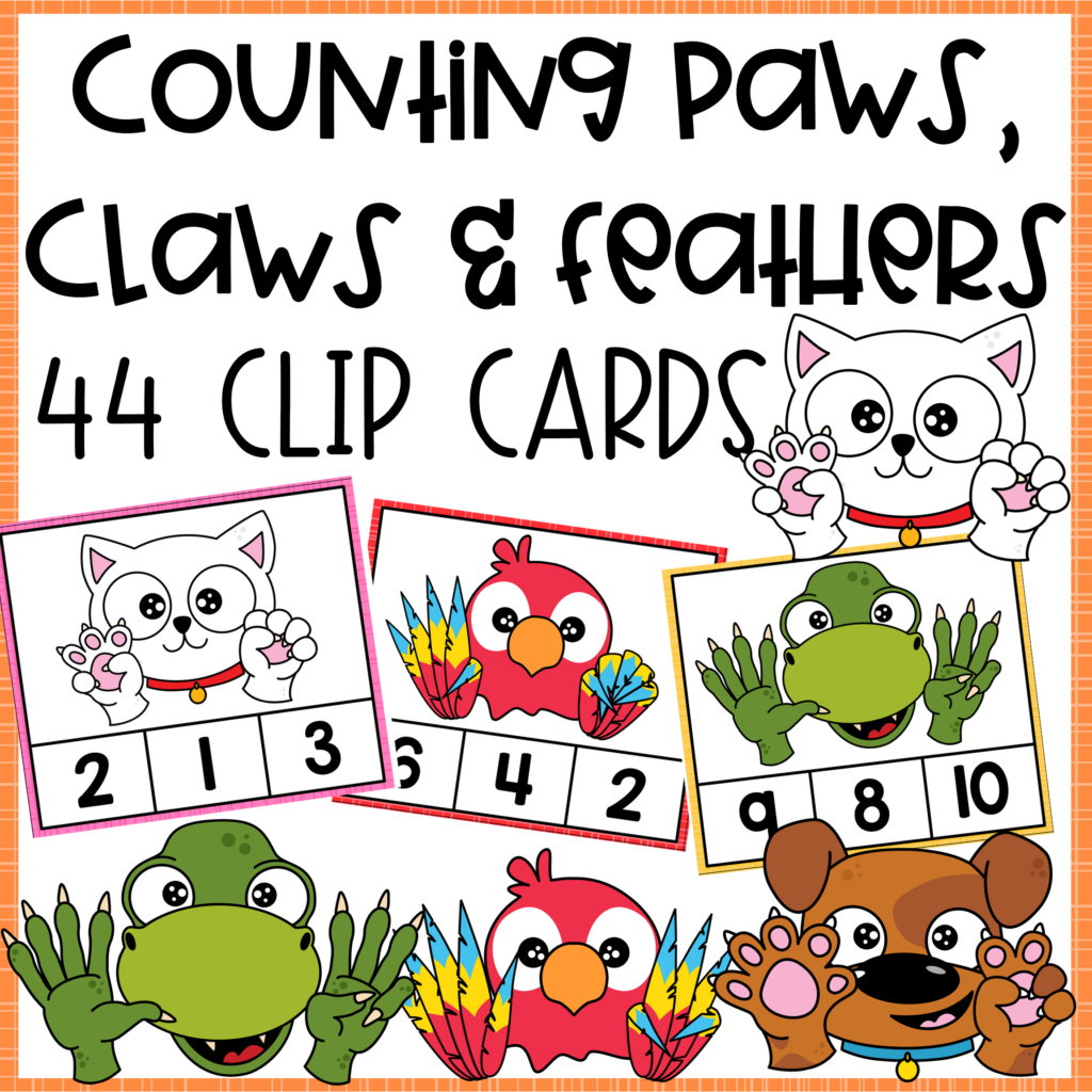 Counting to 10 Clip Cards Counting Paws, Claws and Feathers Counting ...