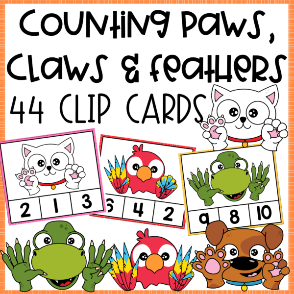 Counting to 10 Clip Cards Counting Paws, Claws and Feathers Counting ...