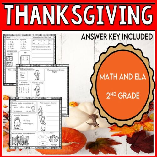 Thanksgiving Math and ELA Worksheets | 2nd Grade - Made By Teachers