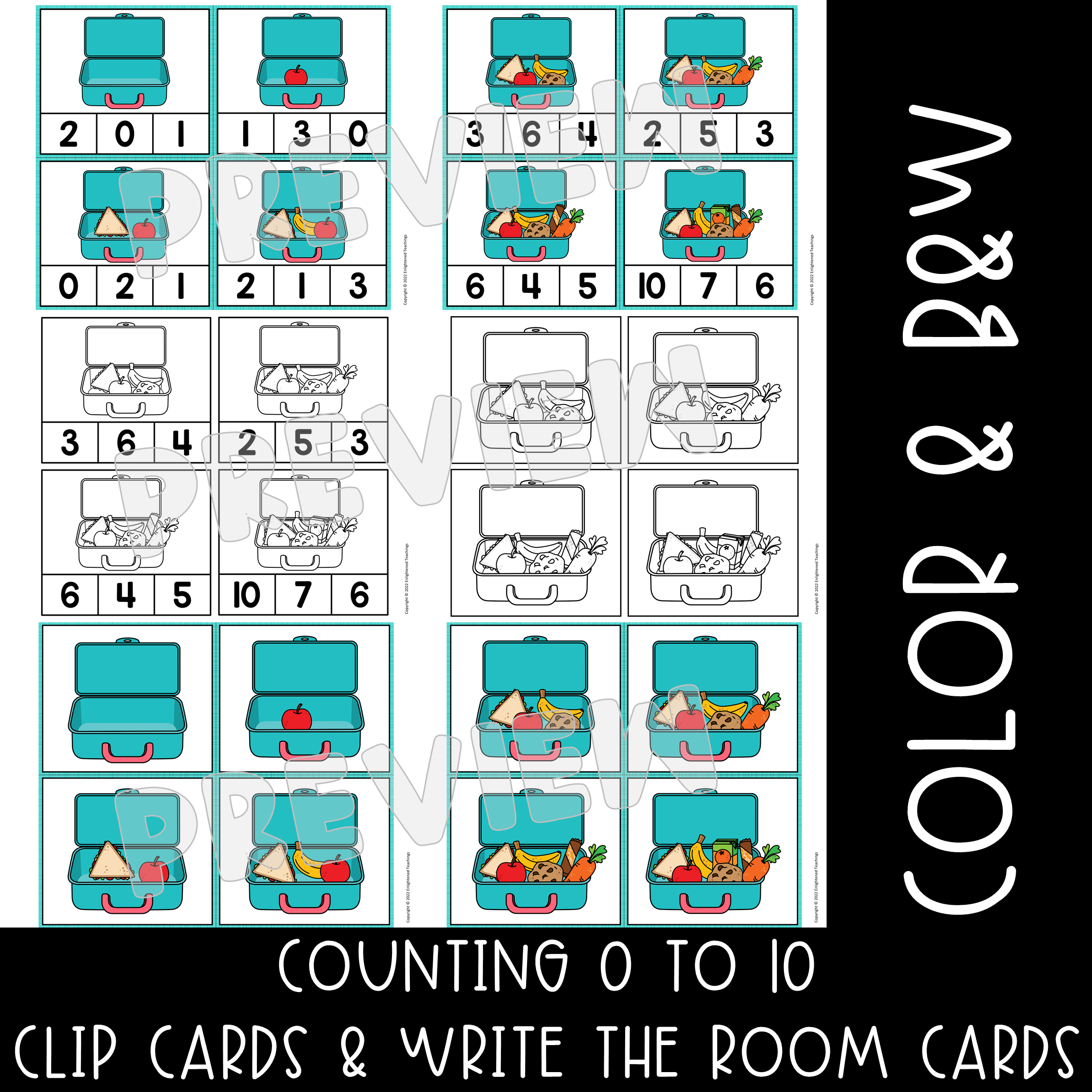 Counting to 10 Clip Cards - Write the Room Cards - Number Hunt ...