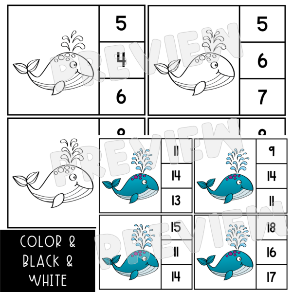 Whale Counting to 20 Clip Cards Counting Math Center Animal Counting ...