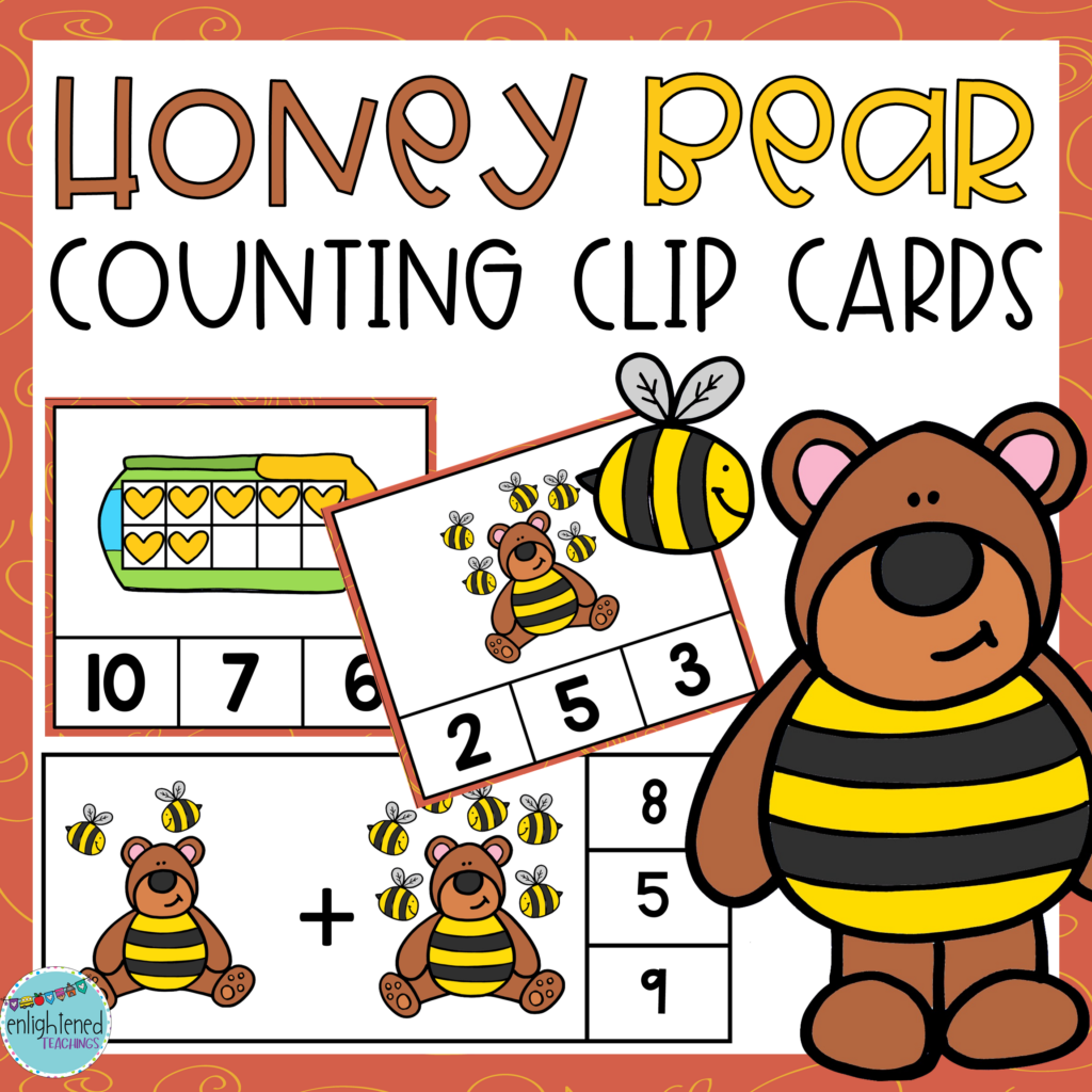 Honey Bear Counting to 10 & Addition to 10 Clip Cards Counting Task ...