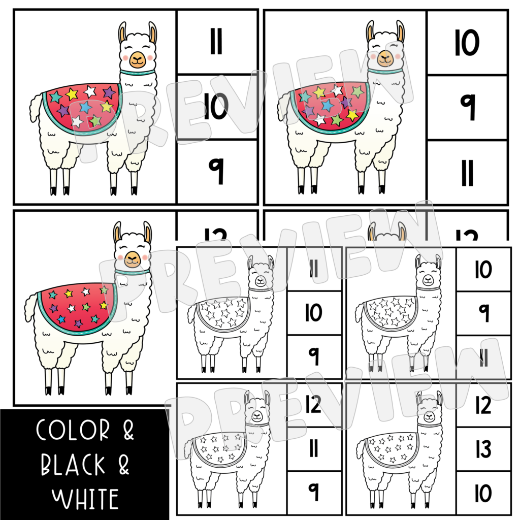 Llama Counting to 20 Clip Cards Counting Math Center Animal Counting ...