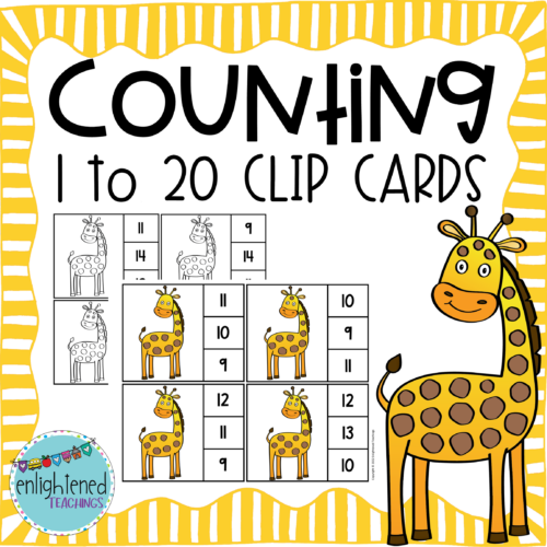 Giraffe Counting to 20 Clip Cards Counting Math Center Counting Task ...