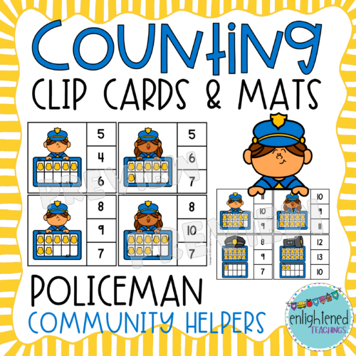 Counting Ten Frames Clip Cards Community Helpers Math Unit Ten Frames ...