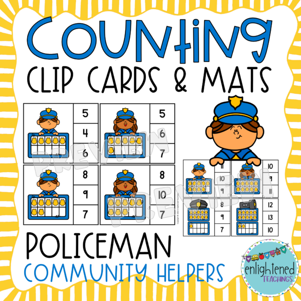 Counting Ten Frames Clip Cards Community Helpers Math Unit Ten Frames ...