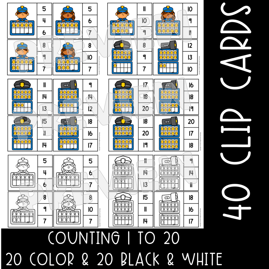 Counting Ten Frames Clip Cards Community Helpers Math Unit Ten Frames ...