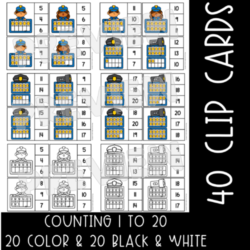 Counting Ten Frames Clip Cards Community Helpers Math Unit Ten Frames ...