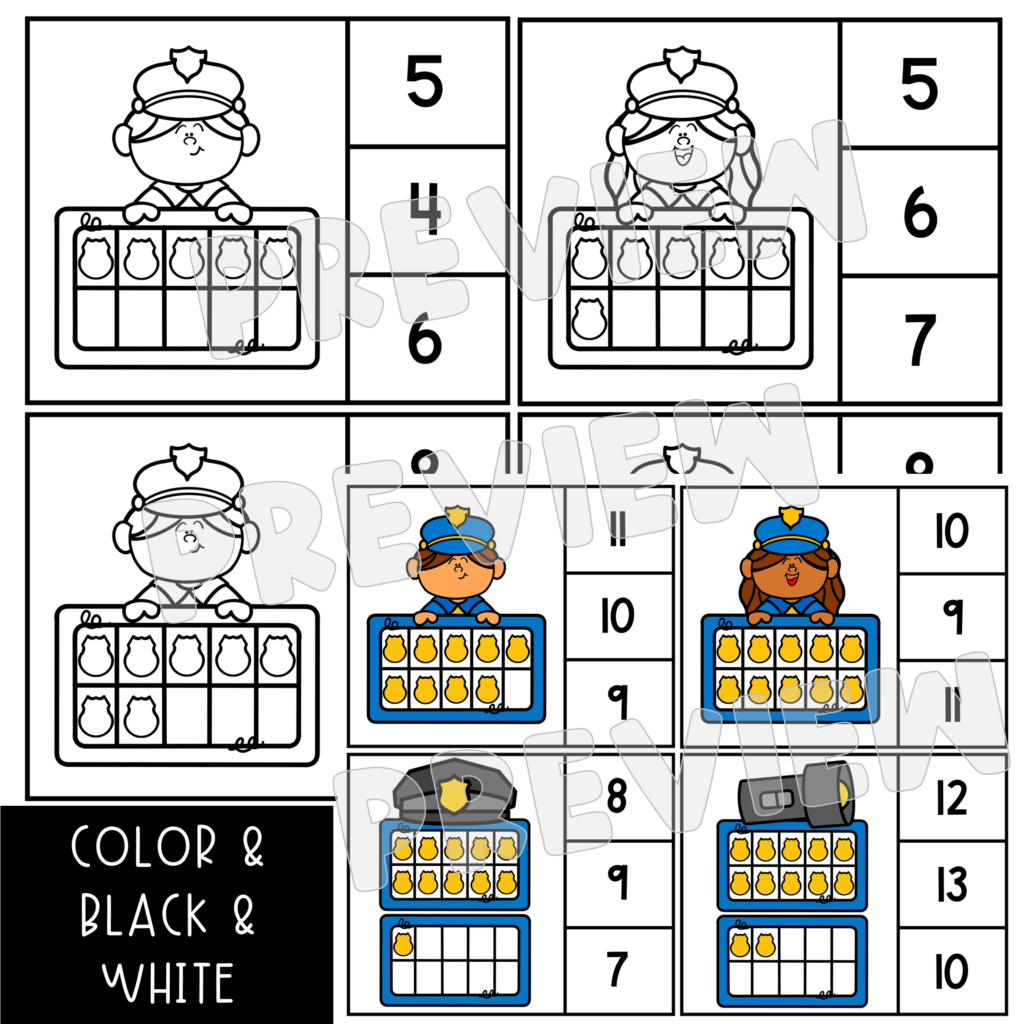 Counting Ten Frames Clip Cards Community Helpers Math Unit Ten Frames ...