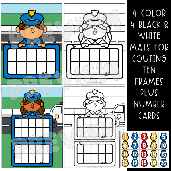 Counting Ten Frames Clip Cards Community Helpers Math Unit Ten Frames ...