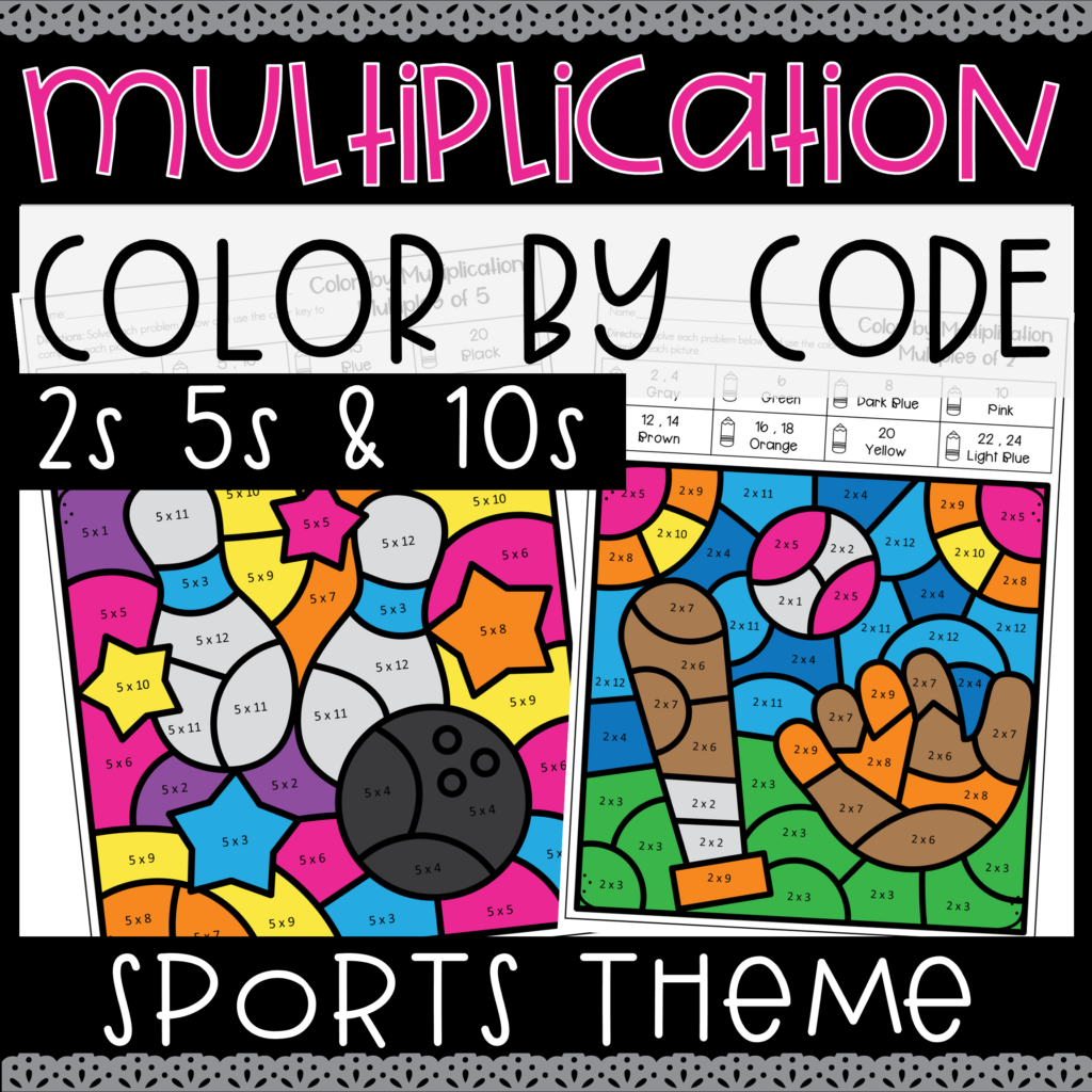 Sports Multiplication Color by Code Number NO PREP Coloring Worksheets ...