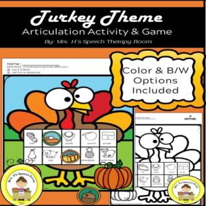 Thanksgiving Speech Therapy Articulation Activity | Made By Teachers