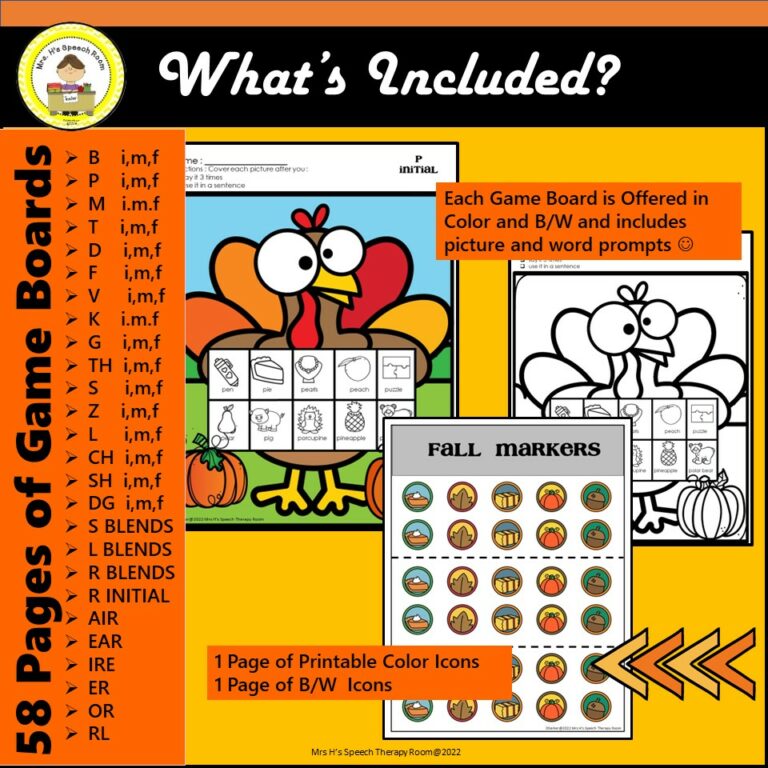 Thanksgiving Speech Therapy Articulation Activity | Made By Teachers