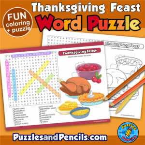 Thanksgiving Feast Word Search Puzzle Activity Page with Coloring ...