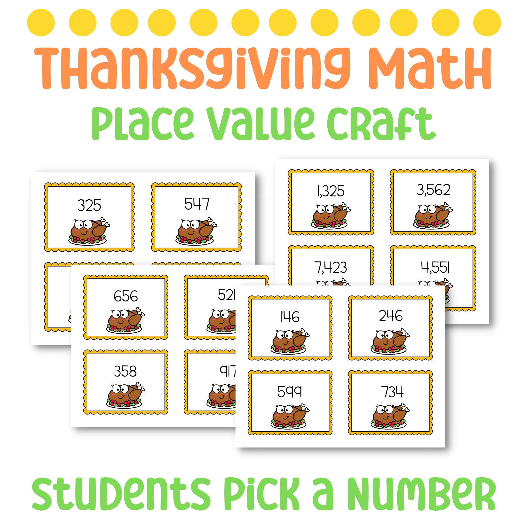 Thanksgiving Place Value Craft and Math Center Activity | Made By Teachers
