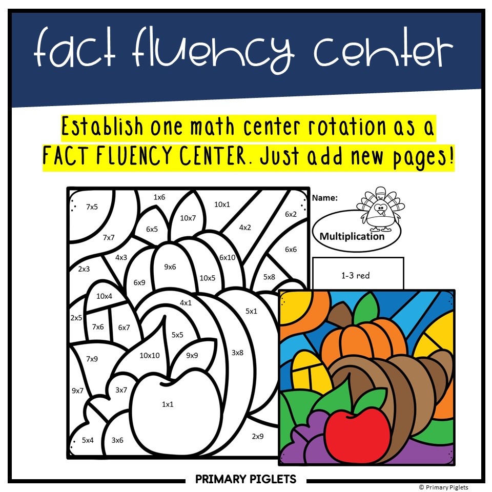 Thanksgiving Multiplication Color by Number Code Math Color Pages ...