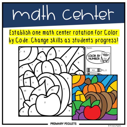Thanksgiving Color by Number Code Math Color Pages | Made By Teachers