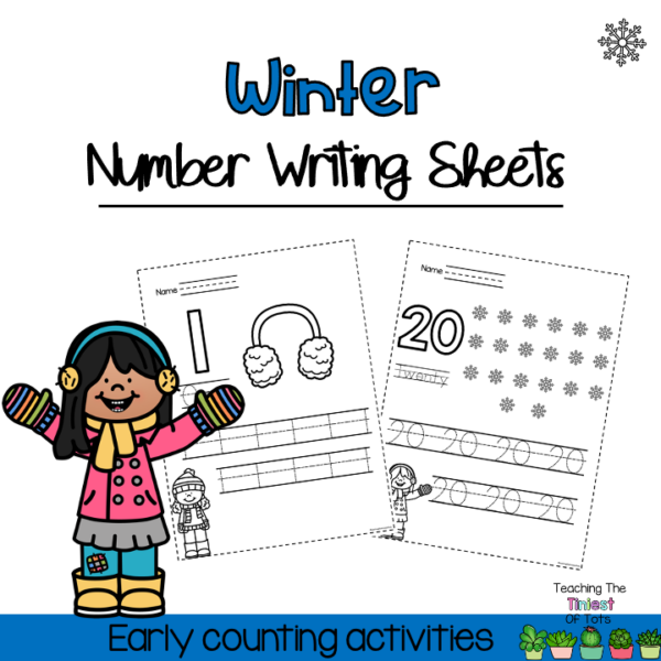 Number Practice Tracing Worksheets 1-20 |Winter Kindergarten Activities ...