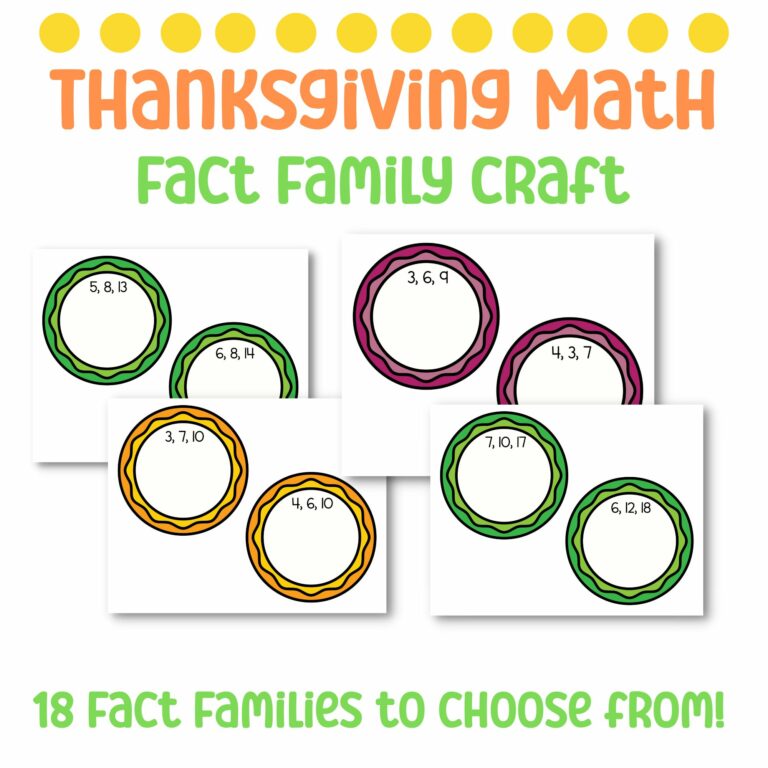 Thanksgiving Math Craft, Fact Family Craft, Addition and Subtraction ...