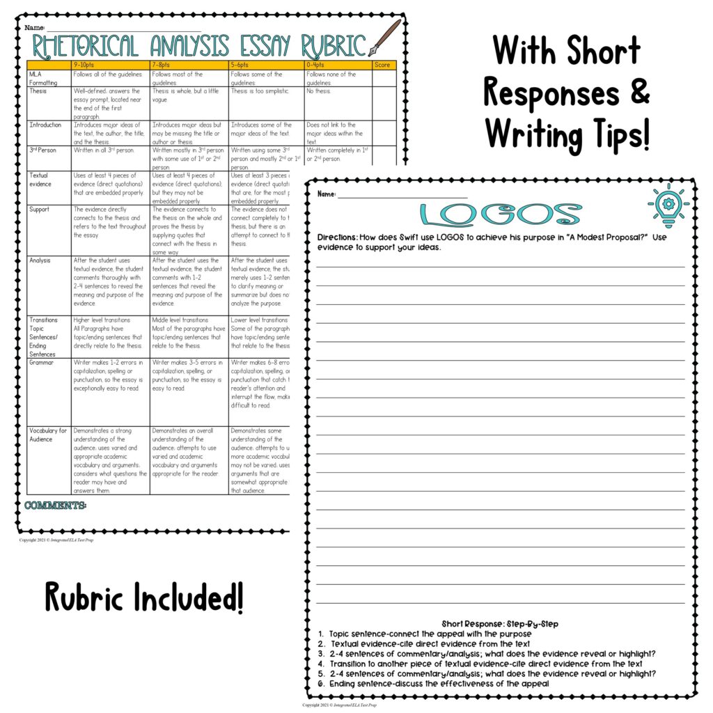 A Modest Proposal Analysis Quiz Activities Satire Lesson Plan BUNDLE ...