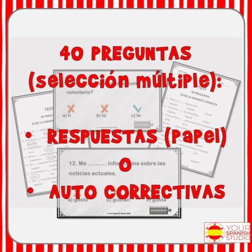 SPANISH GUSTAR UNIT TEST 40 QUESTIONS NO PREP MULTIPLE CHOICE QUIZ ...