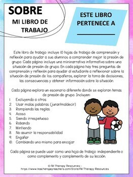 SPANISH VERSION - PEER PRESSURE Reading Comprehension & Questions ...
