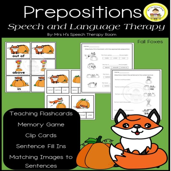 Positional Concepts and Prepositions in Speech Therapy Fox/Pumpkin ...