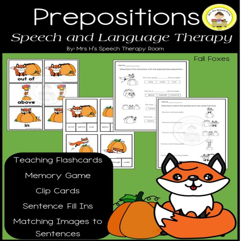 Positional Concepts and Prepositions in Speech Therapy Fox/Pumpkin ...