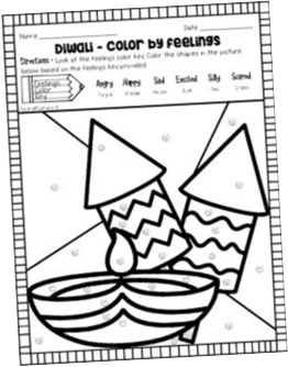 Diwali Color by Feeling Worksheets | Made By Teachers