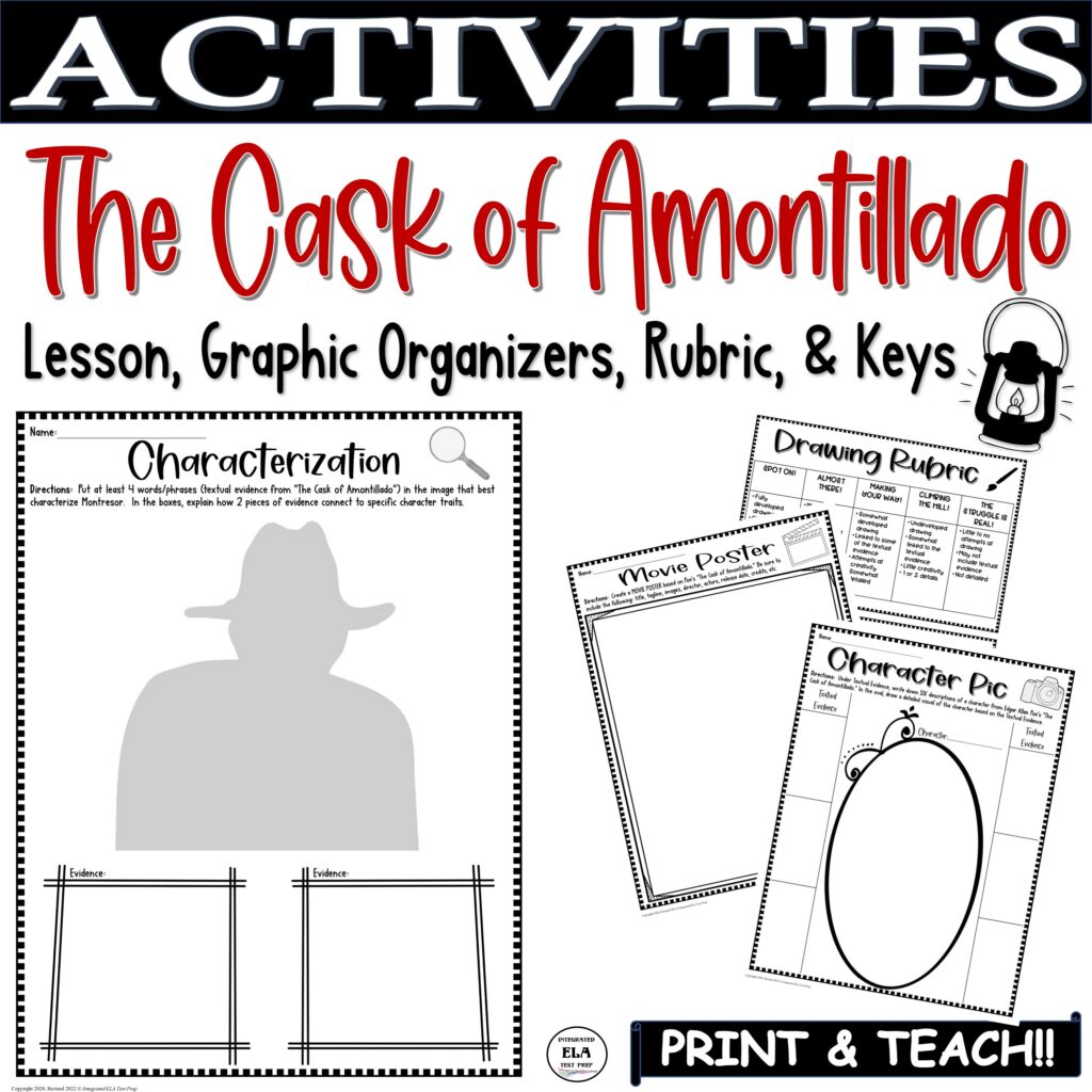 The Cask of Amontillado Activities Characterization Worksheets Edgar ...