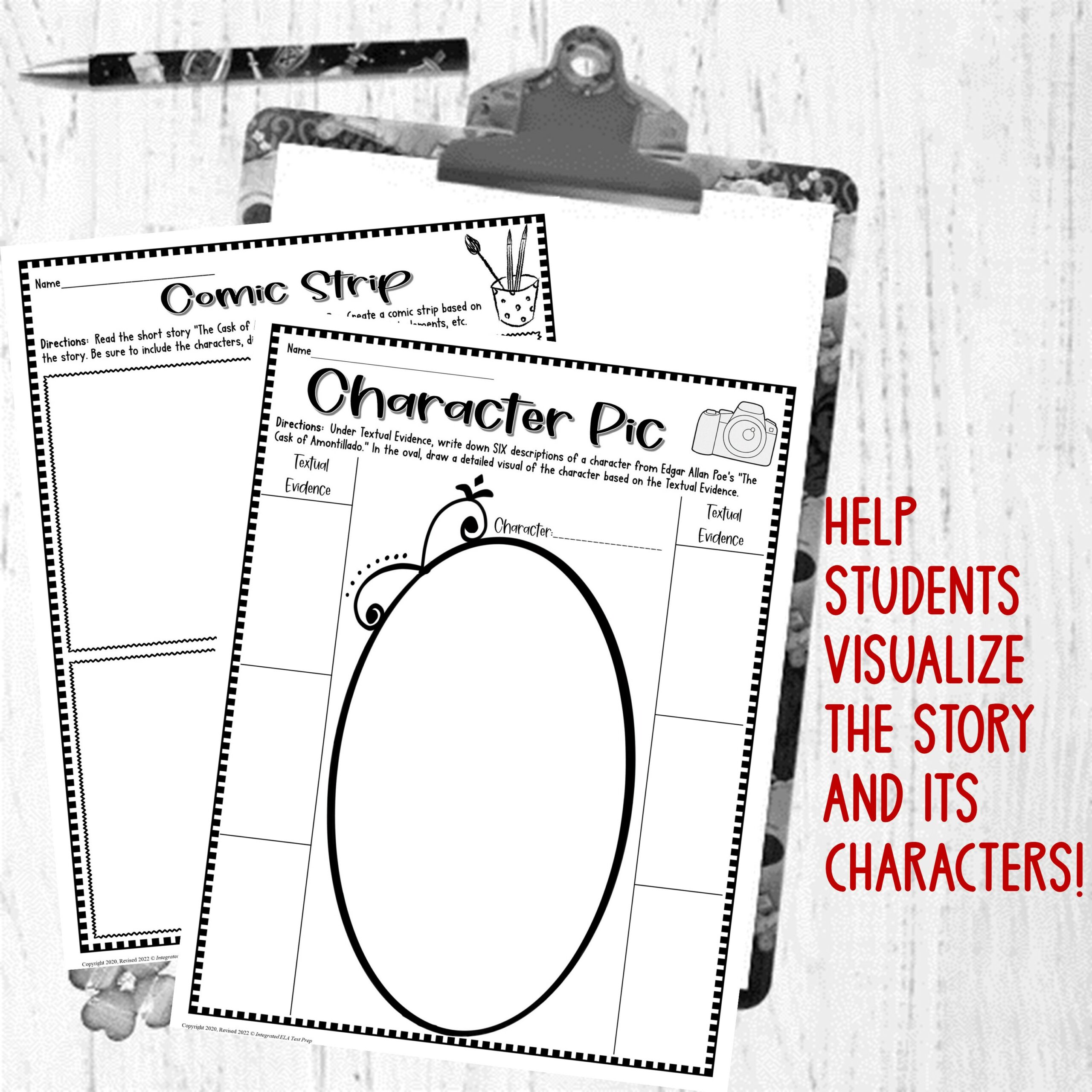 The Cask of Amontillado Activities Characterization Worksheets Edgar ...