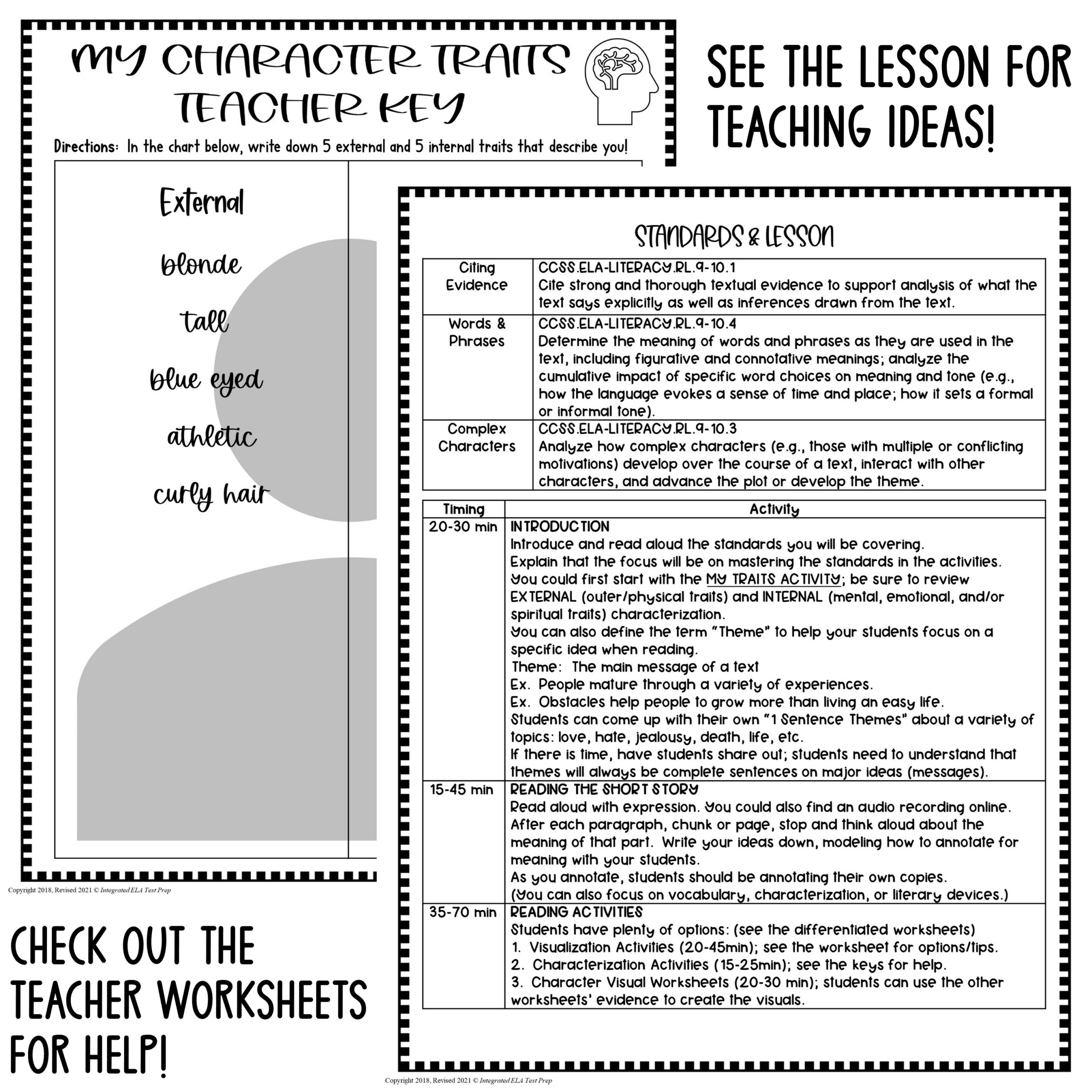 The Cask of Amontillado Activities Characterization Worksheets Edgar ...