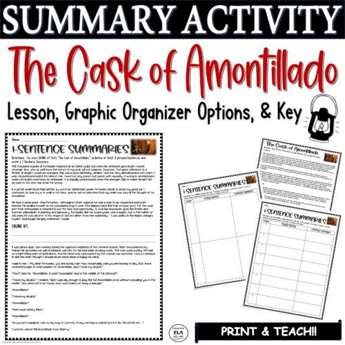 The Cask of Amontillado Summary Activity Edgar Allan Poe Reading ...