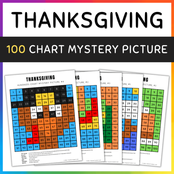 Thanksgiving Math, Hundreds Chart Mystery Picture, Color By Number ...