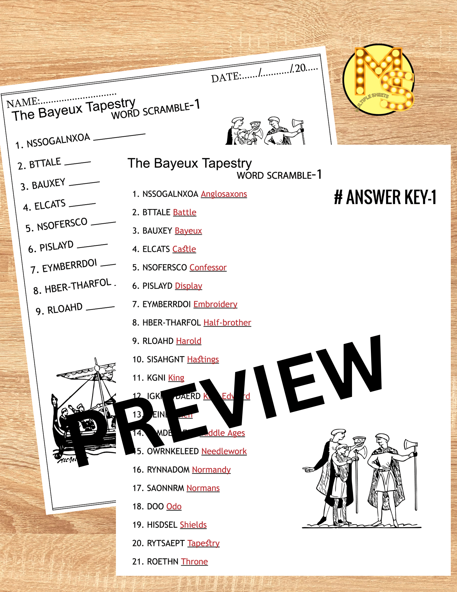 The Bayeux Tapestry Worksheets Word Scramble - Word Search | Made By ...