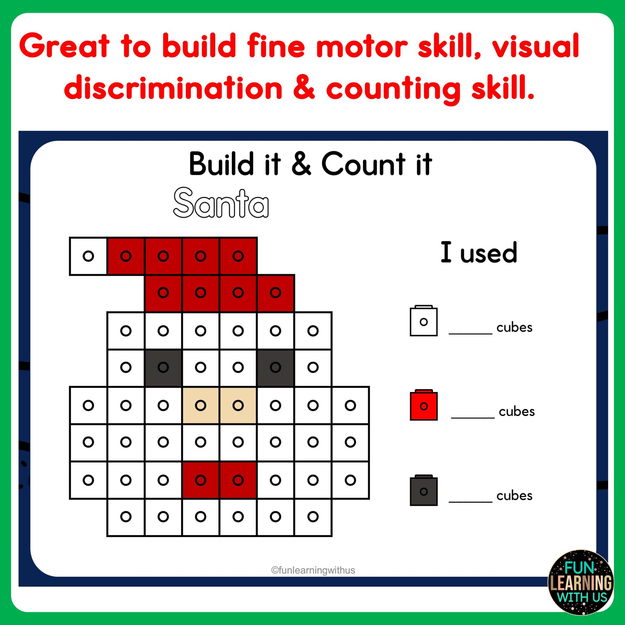 Christmas Linking Cubes Mats | Fine motor Skill or STEM Center Mats ...