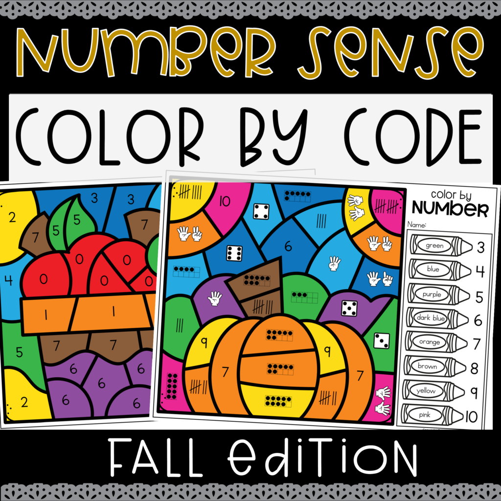 Fall Number Subitizing Worksheets Color by Number Subitizing to 10 ...