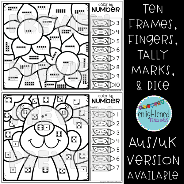 Fall Number Subitizing Worksheets Color by Number Subitizing to 10 ...