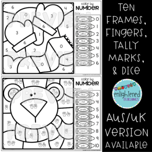 Winter Number Subitizing Worksheets Color by Number Subitizing to 10 ...