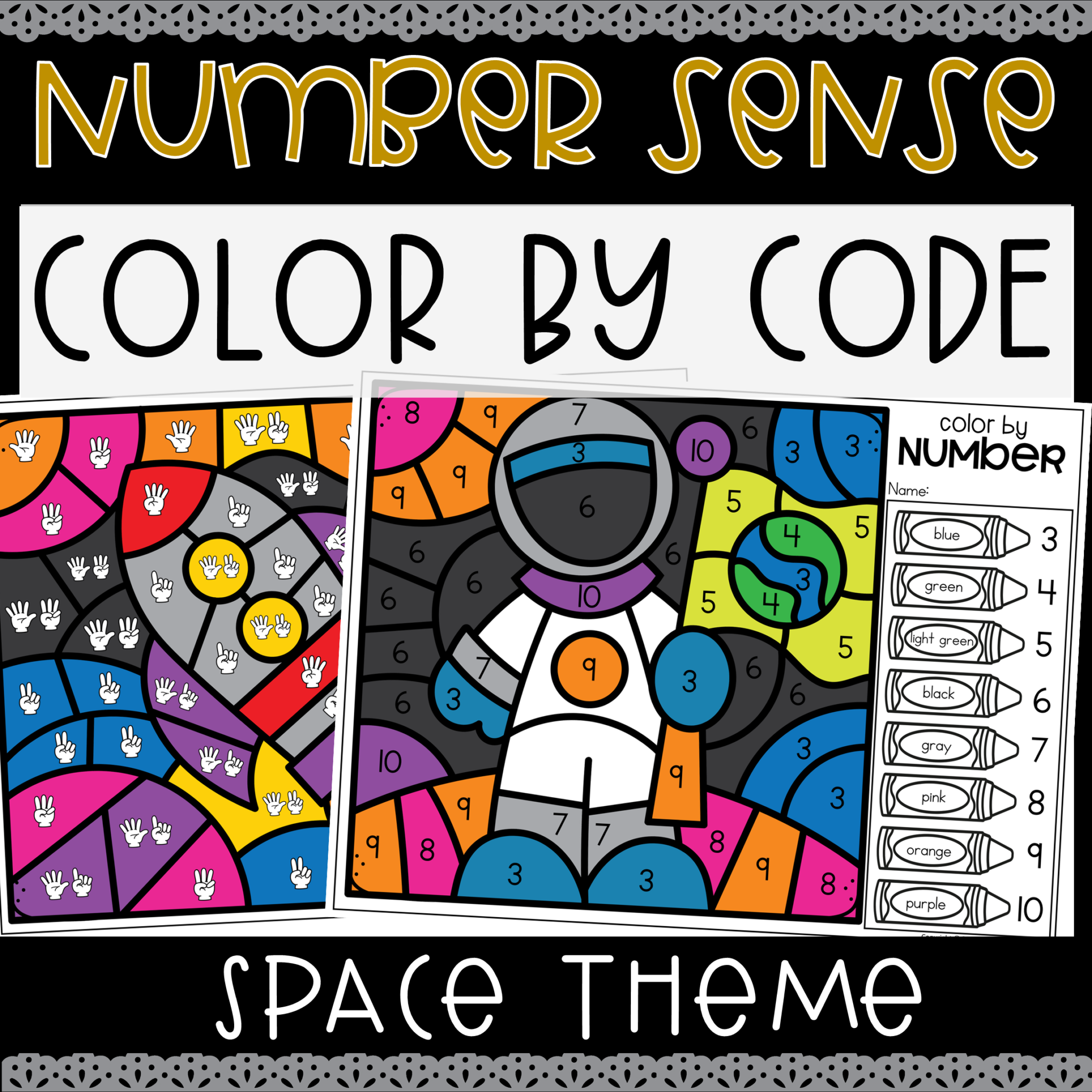 Space Number Subitizing Worksheets Color by Number Subitizing to 10 ...