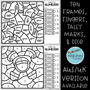 Space Number Subitizing Worksheets Color by Number Subitizing to 10 ...